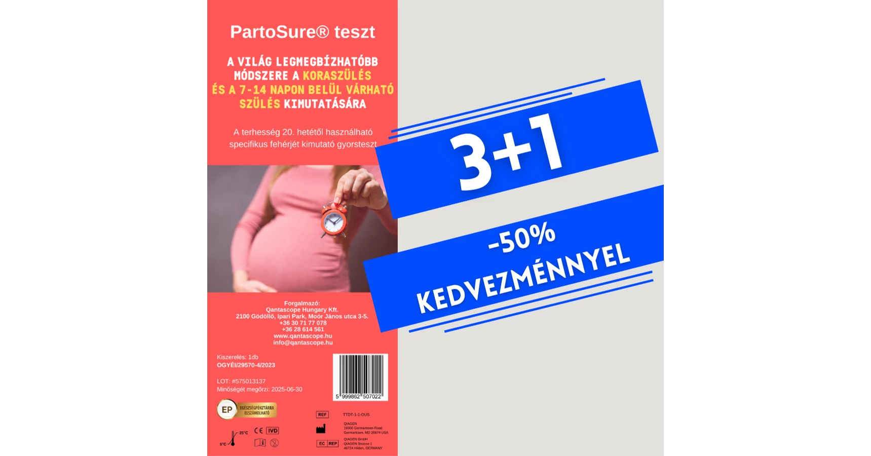 PartoSure® Magzatvízszivárgás Gyorsteszt csomagban 3+1 féláron ...